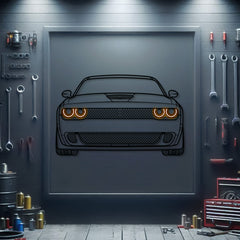 Dodge Challenger Front View Neon Metal Car Wall Art | Lane Motors